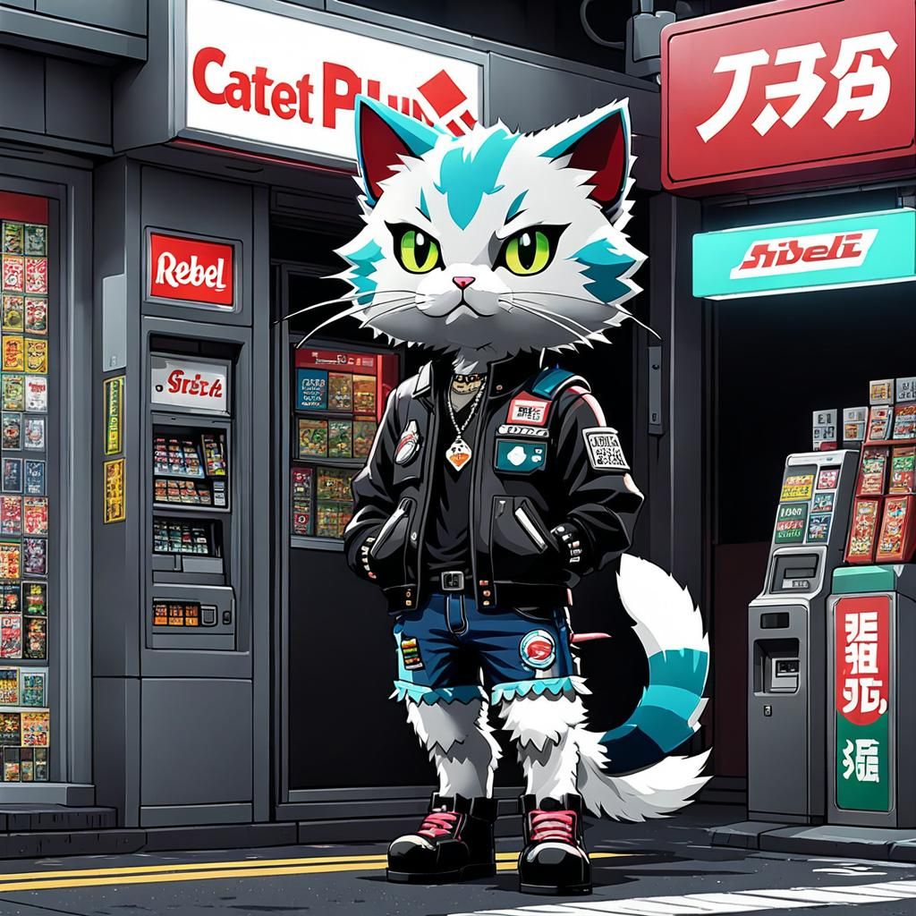 Shibuya punk cat #2 - AI Generated Artwork - NightCafe Creator