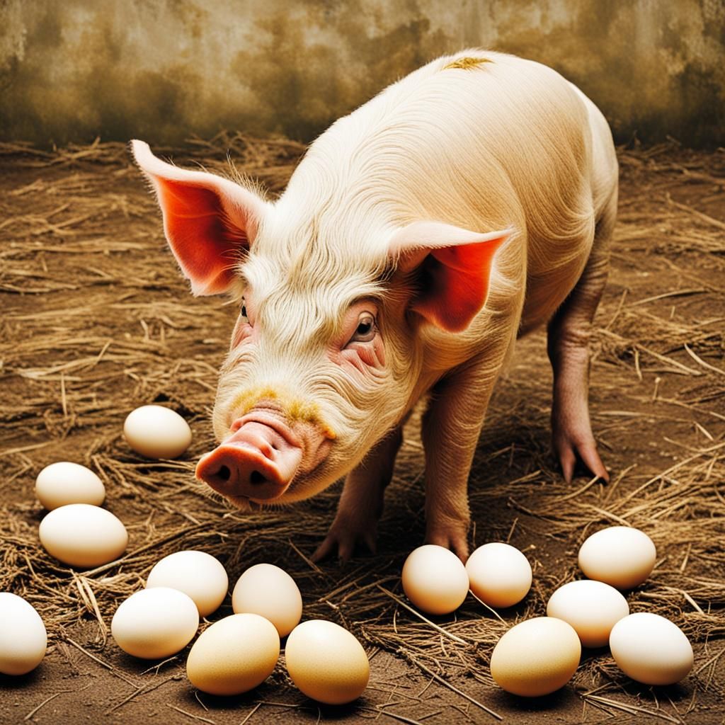 “In my home country, pig eggs are a delicacy “ - AI Generated Artwork ...