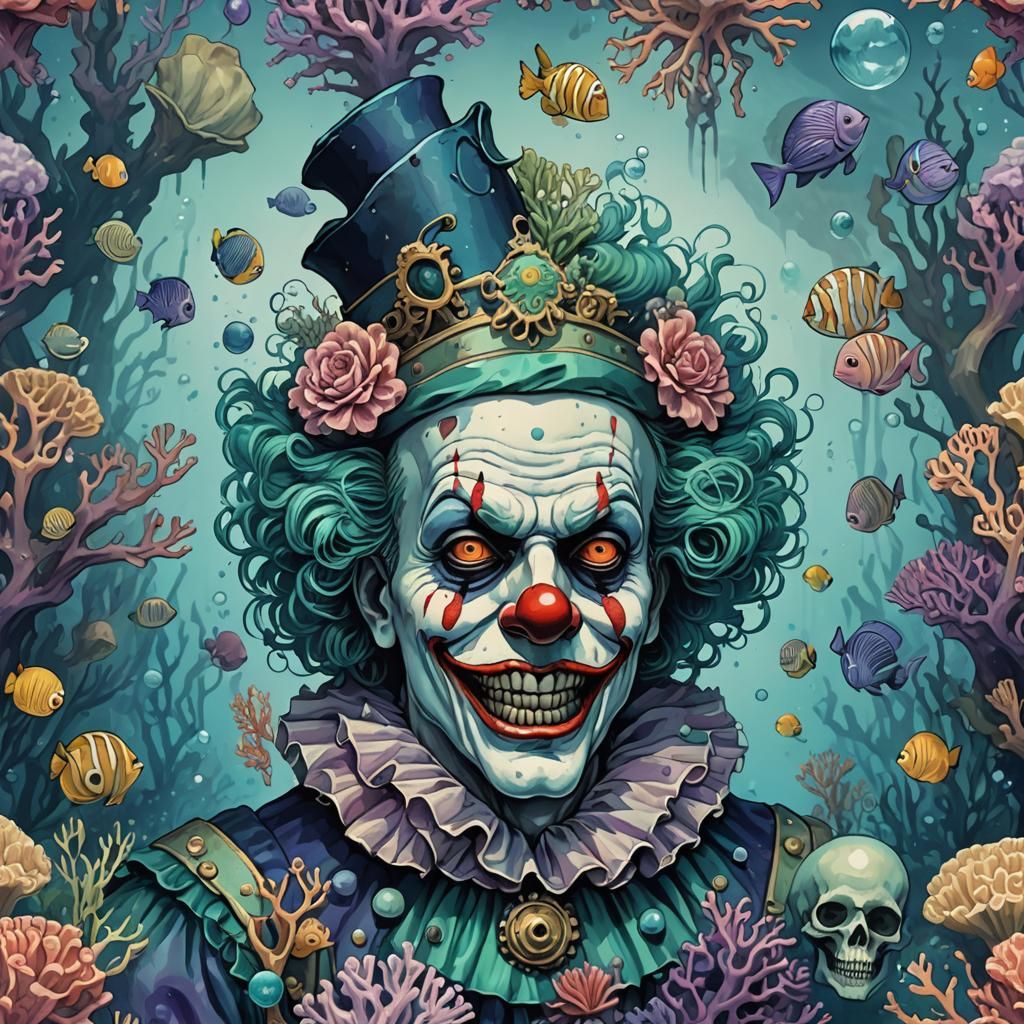 Macabre Aquatic Clown - AI Generated Artwork - NightCafe Creator