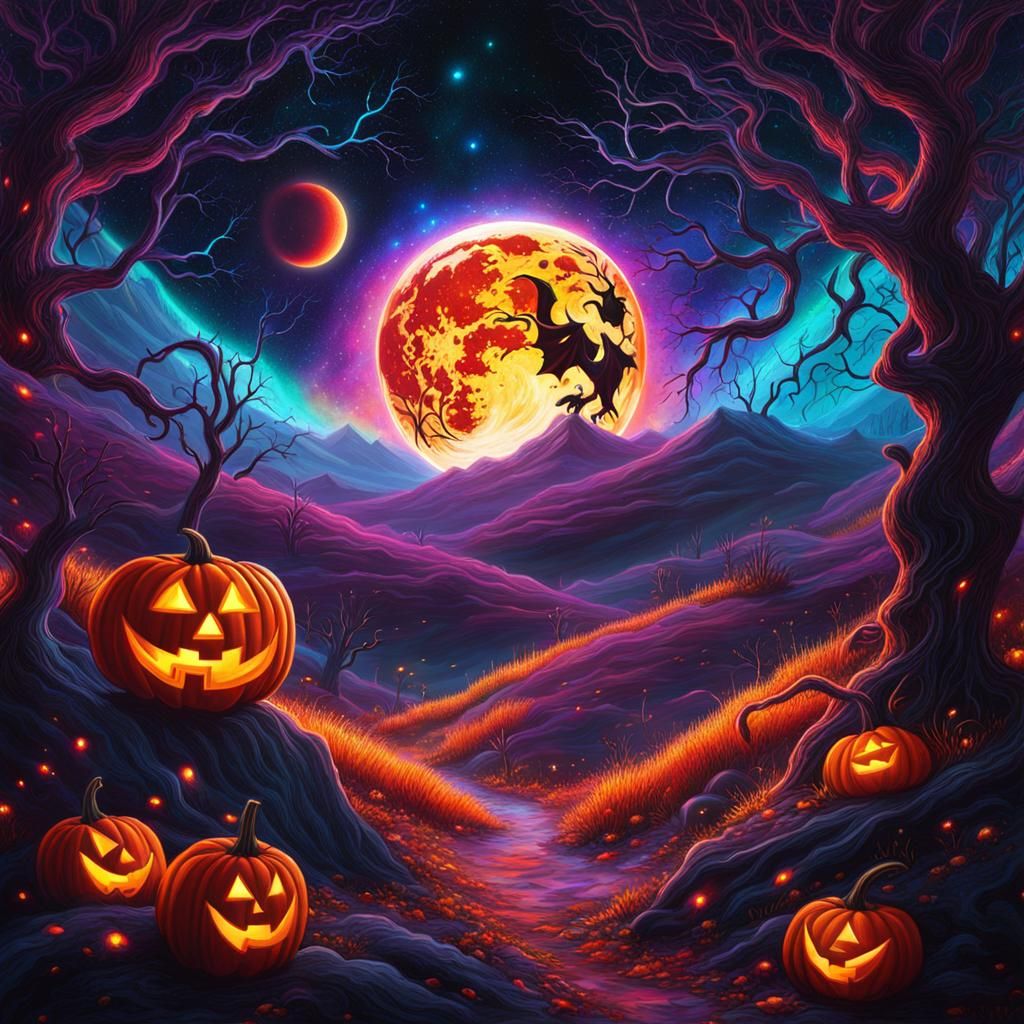 Halloween-style scary scene "8k resolution holographic astral cosmic ...
