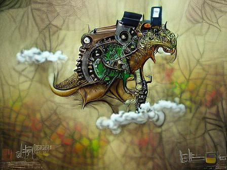 A high-tech dinosaur steampunk - AI Generated Artwork - NightCafe Creator