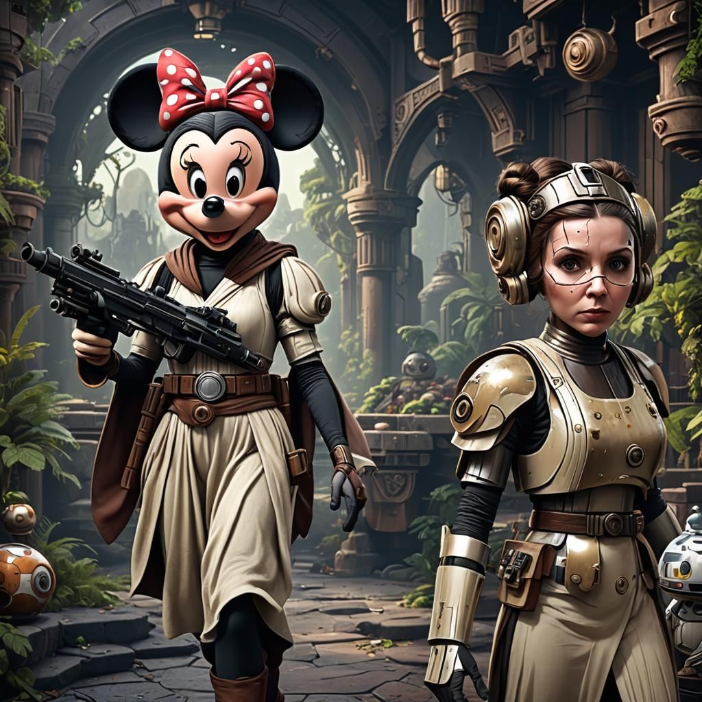 minnie mouse; princess leia; jedi - AI Generated Artwork - NightCafe ...