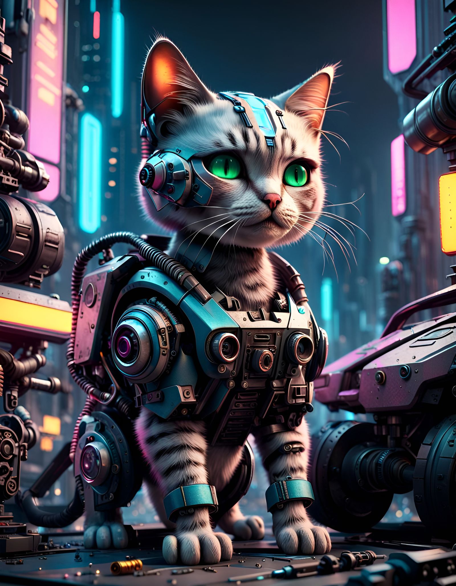 Cyber Cat … - AI Generated Artwork - NightCafe Creator