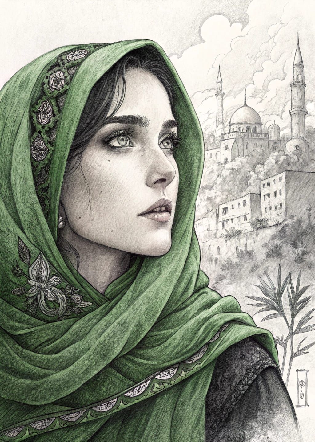 رزان (Razan) | 🇵🇸 sketch artist style (Recraft v3 - Digital Illustration - Default)