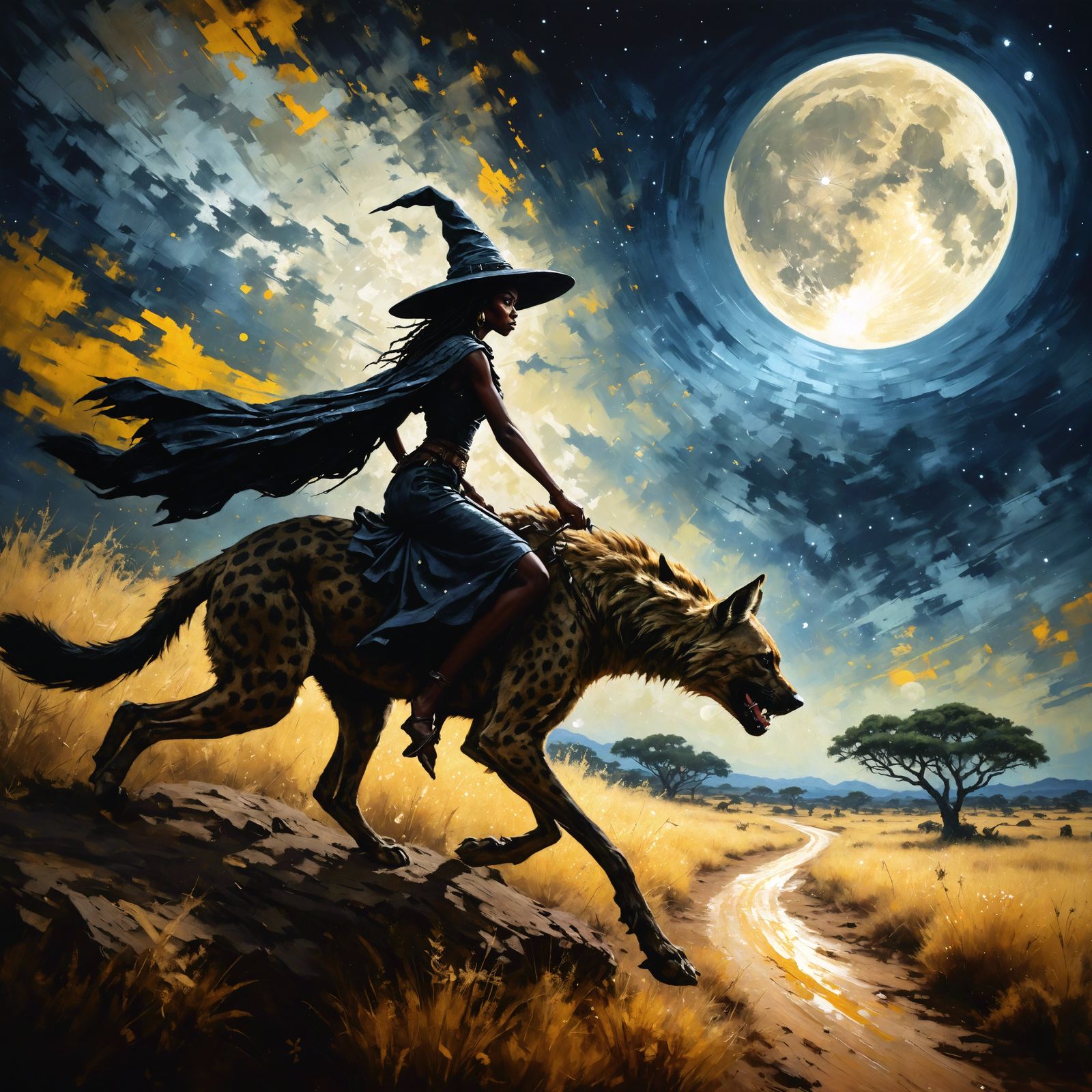 An African Witch Riding Her Hyena! - AI Generated Artwork - NightCafe ...