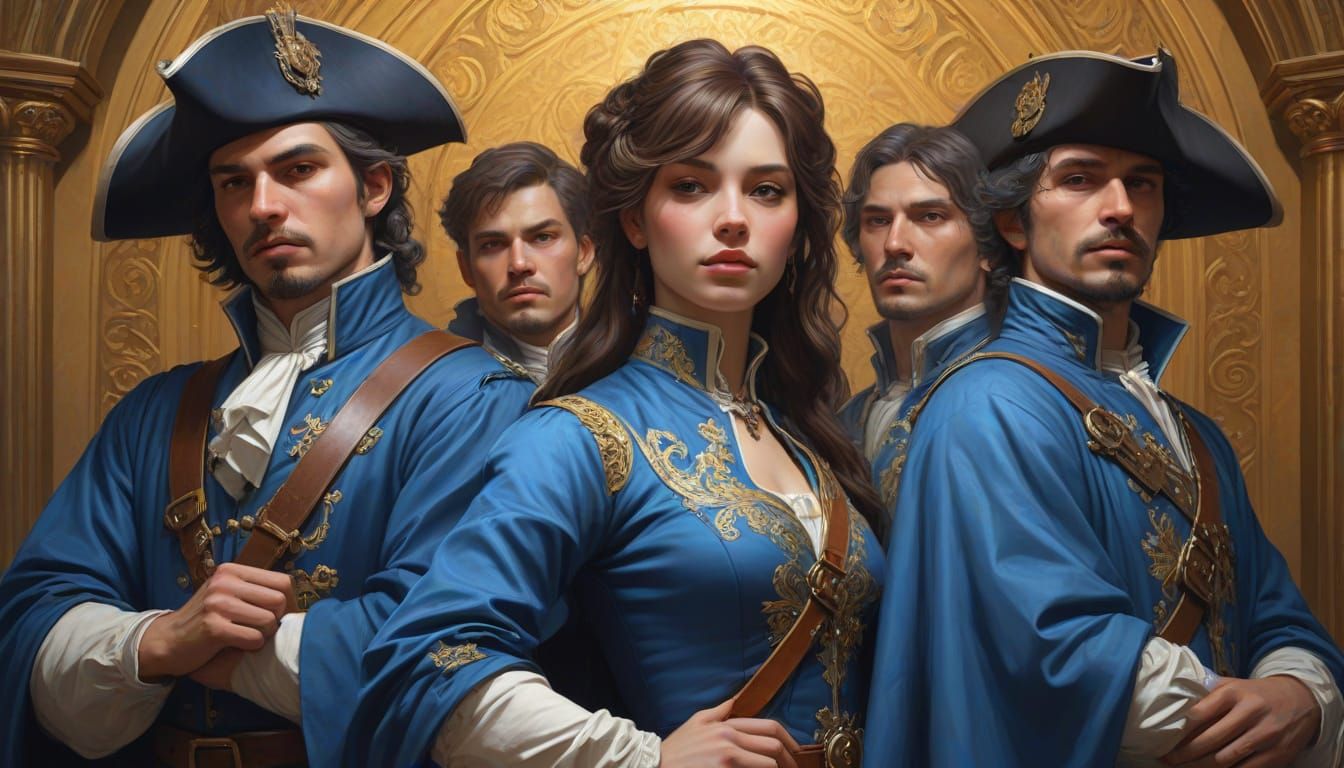 The Four Musketeers: Baroque Oil Painting in Paris - AI Art