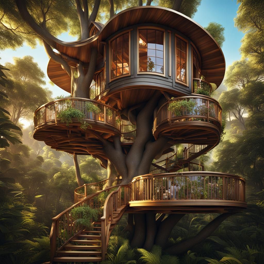 Treehouse: Abstract Architecture - AI Generated Artwork - NightCafe Creator