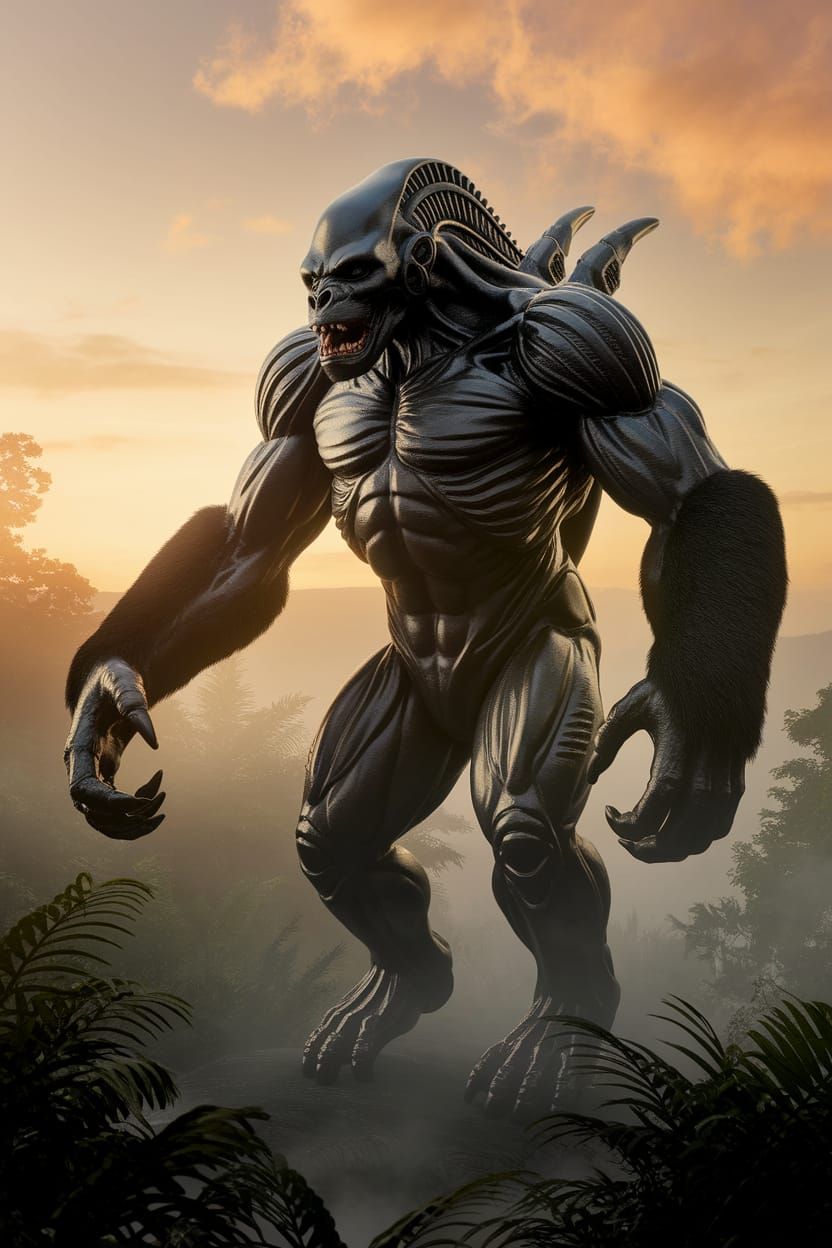 XENOMORPH GORILLA FUSION - Cyberpunk Alien Gorilla Monstrosi...