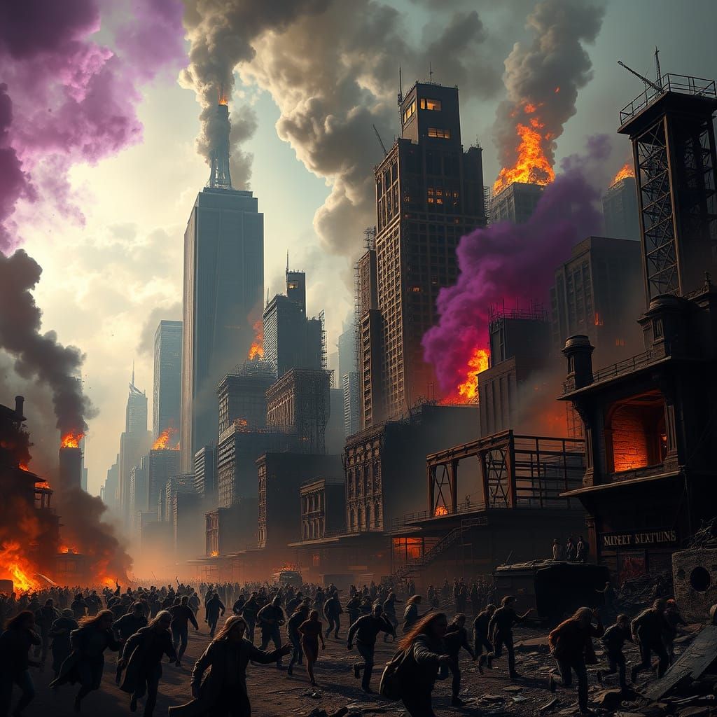 Apocalyptic Cityscape in Ruin and Chaos - AI Art