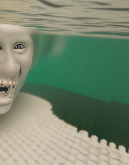 endless pool, creepy, uncanny, HD, face in the water smiling at you ...