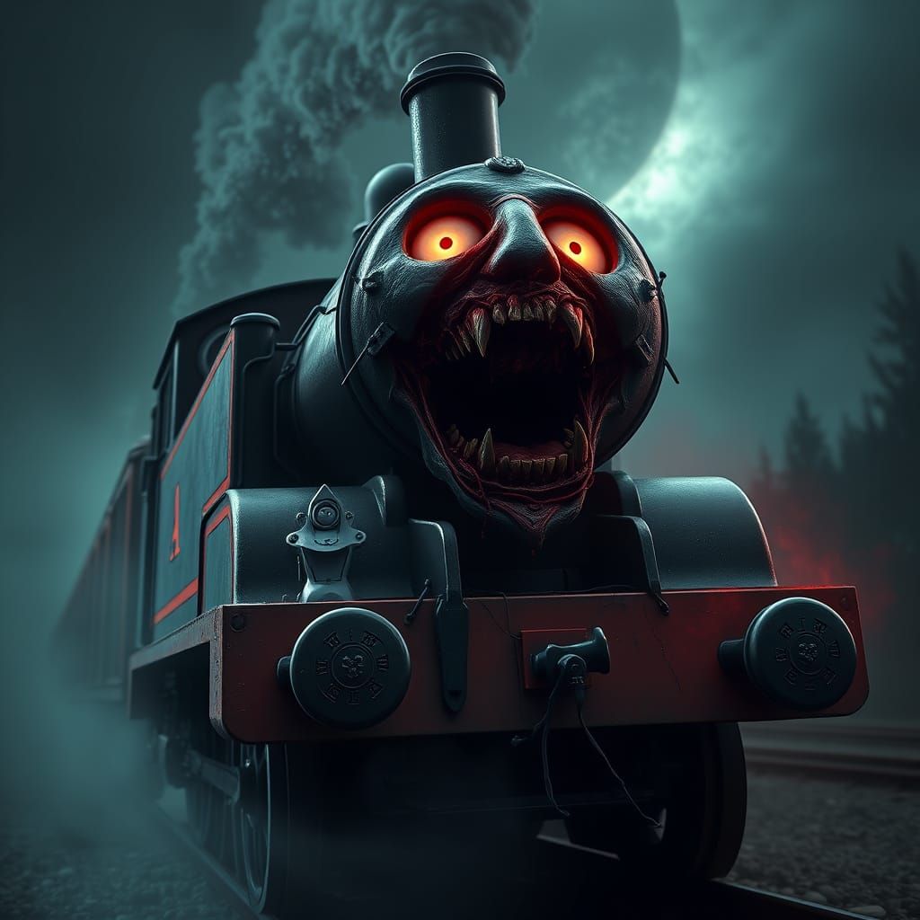 Gothic Horror Train Zombie in Dark Fantasy Realm - AI Art