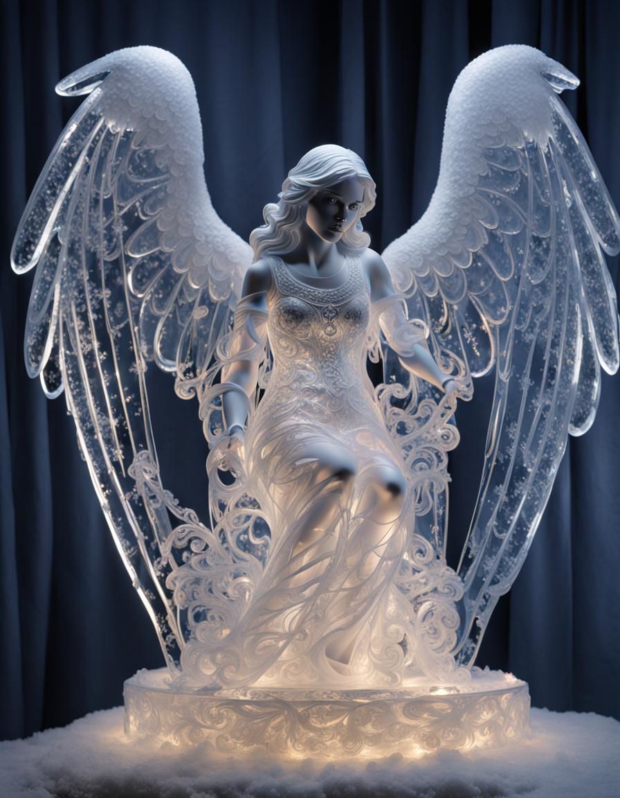 Angel Ice Sculpture - AI Generated Artwork - NightCafe Creator
