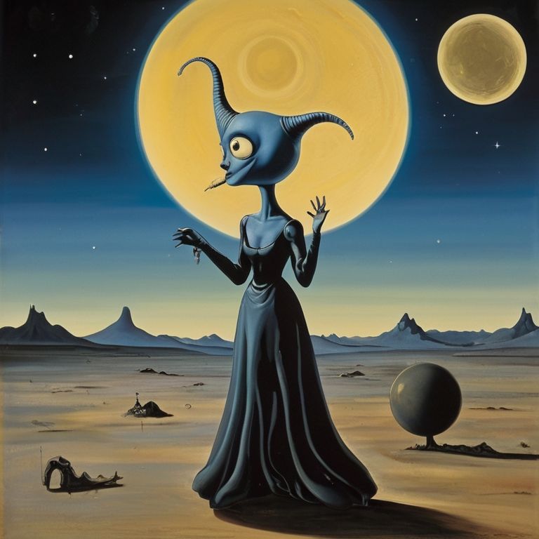 Alien witch discovering the moon - AI Generated Artwork - NightCafe Creator