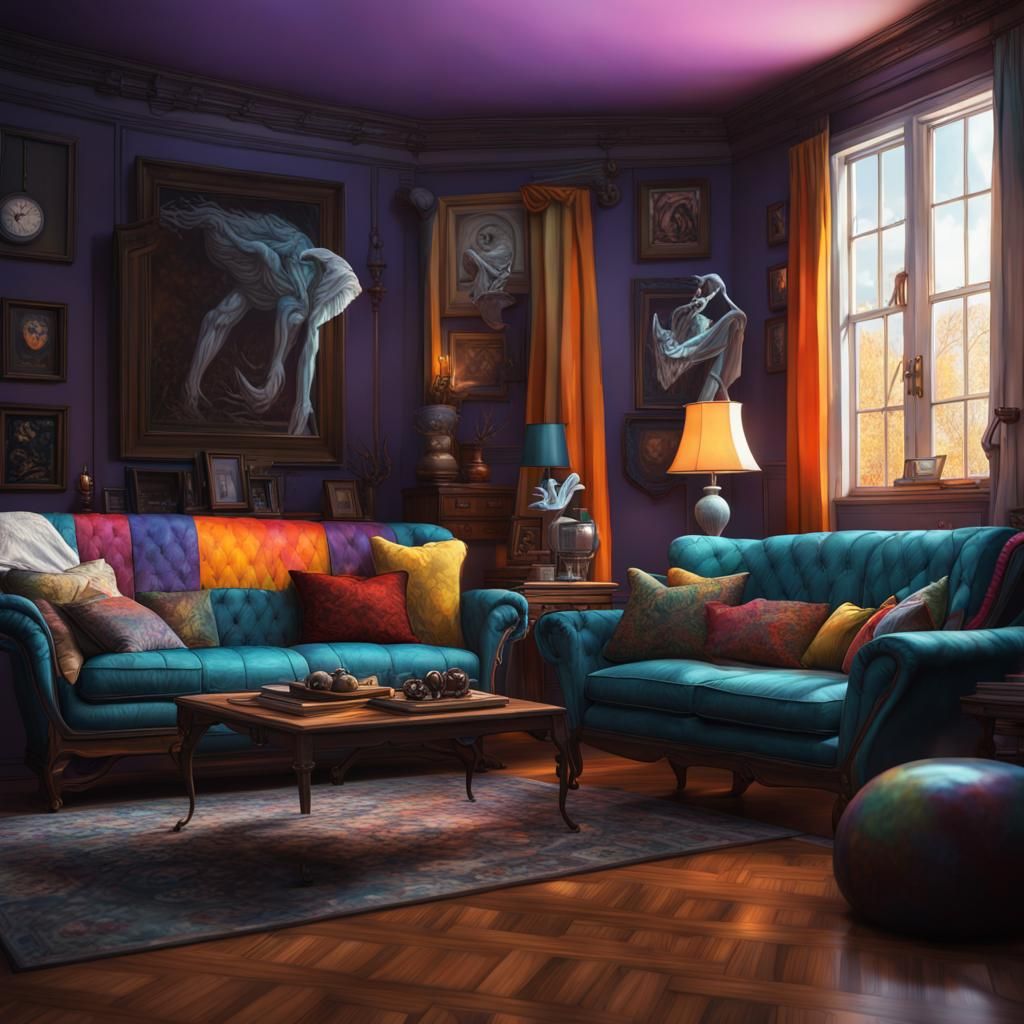 Tim Burton living room - AI Generated Artwork - NightCafe Creator