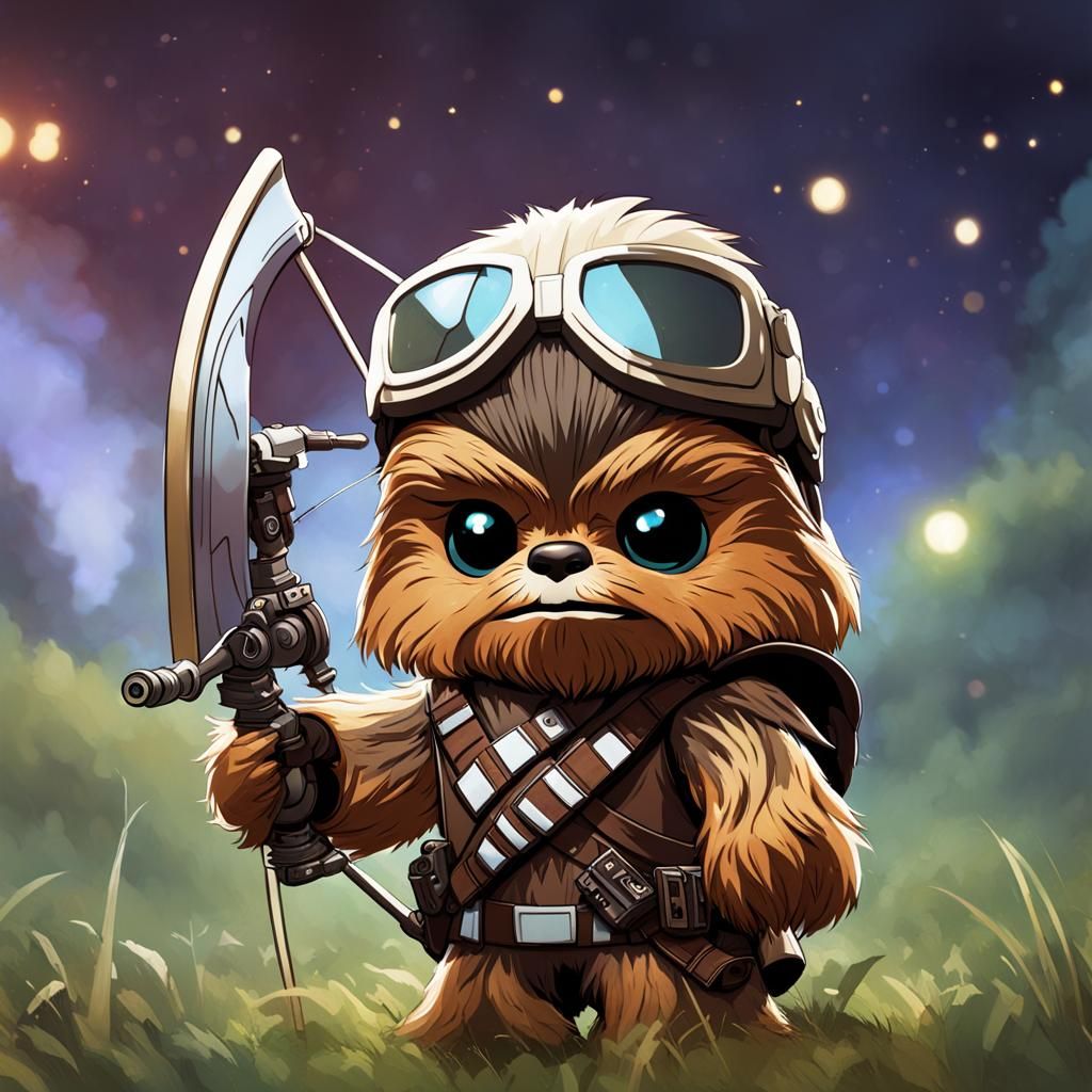 Chewbacca with Star Wars Gun Blade - AI Generated Artwork - NightCafe Creator