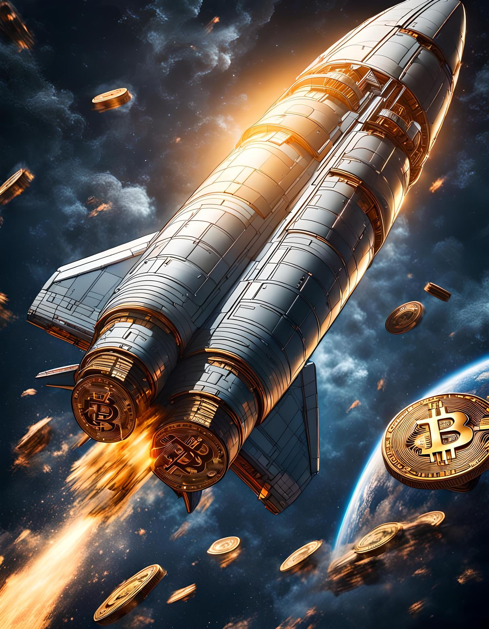 Bitcoin Rocket 🚀 - AI Generated Artwork - NightCafe Creator