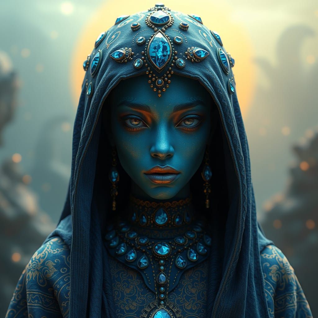 Ethereal Oceanid Goddess in Lapis Lazuli Regalia, ... - AI Art