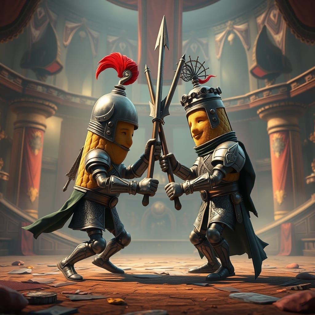 Two Humanoid Peanut jousting. - Whimsical Peanuts Engage in ...