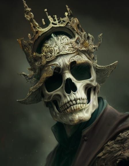 Skeleton Demon Portrait in Detailed Fantasy Style - AI Art