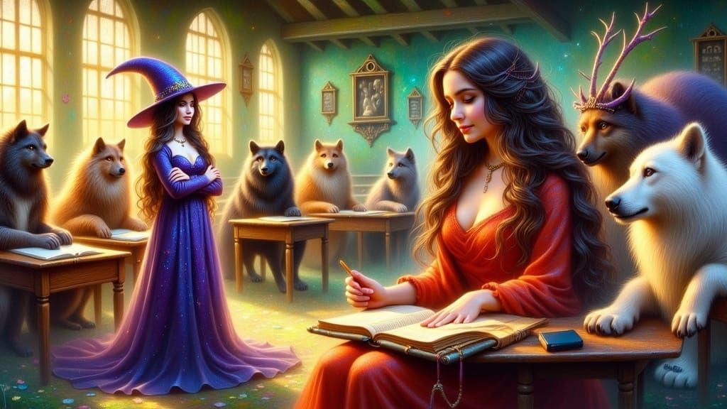 Surreal Fantasy Classroom Scene with Supernatural ... - AI Art