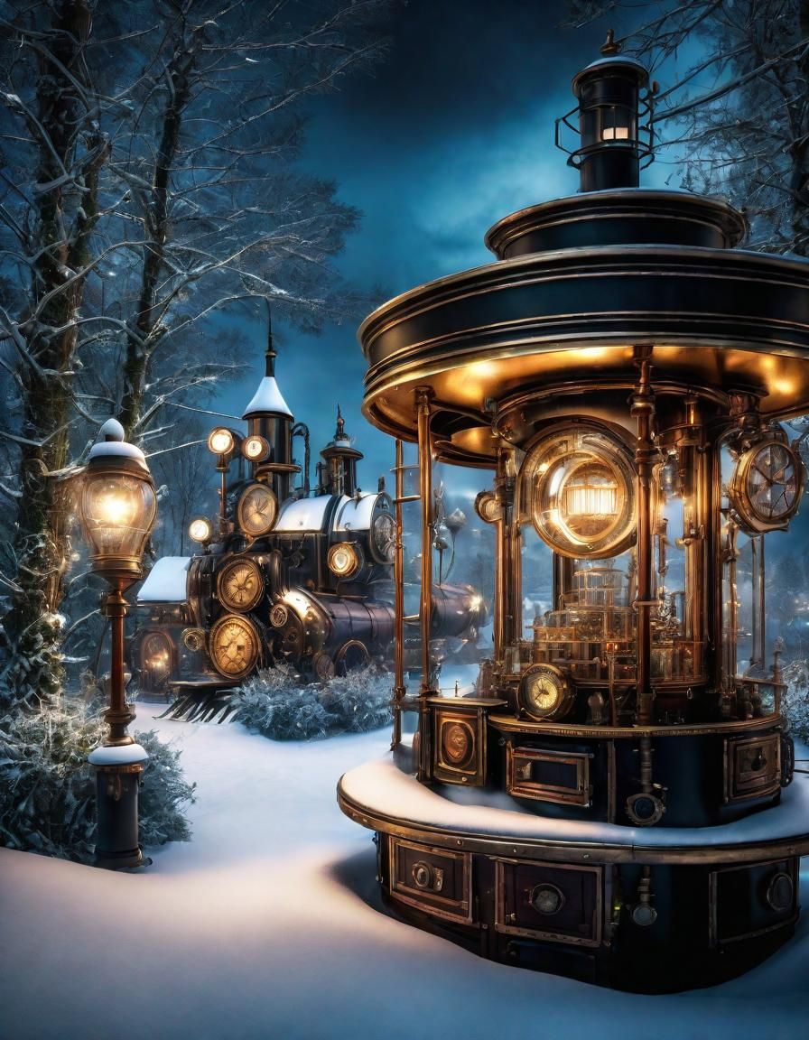 Steampunk Winter Wonderland - AI Generated Artwork - NightCafe Creator
