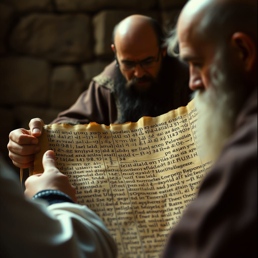 Medieval Scholar Unlocks Ancient Runic Scroll - AI Art