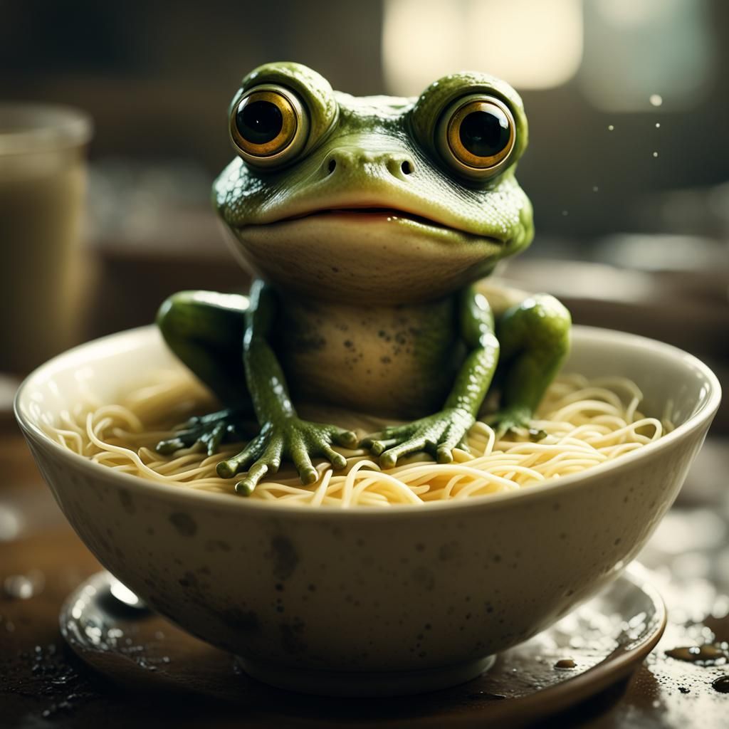 A cute froggie wants ramen - AI Generated Artwork - NightCafe Creator