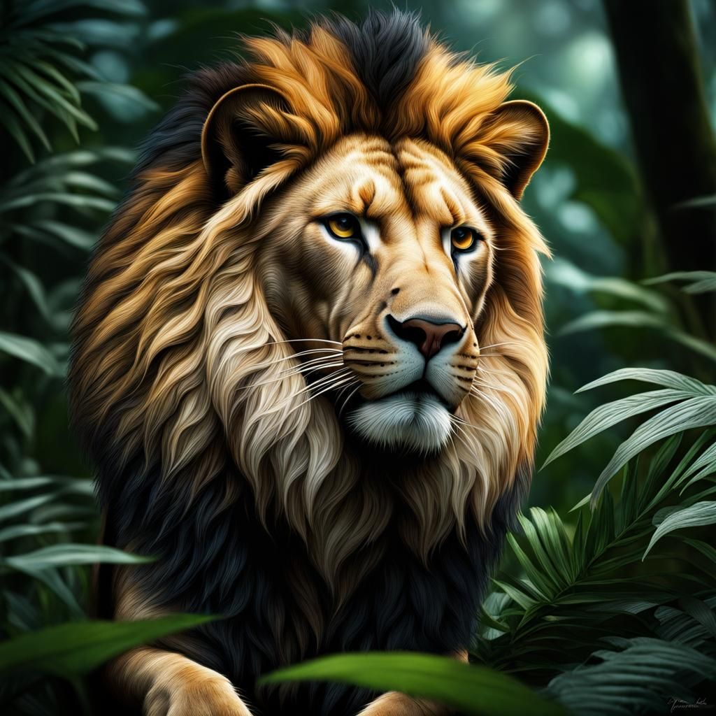 Lion in jungle - AI Generated Artwork - NightCafe Creator