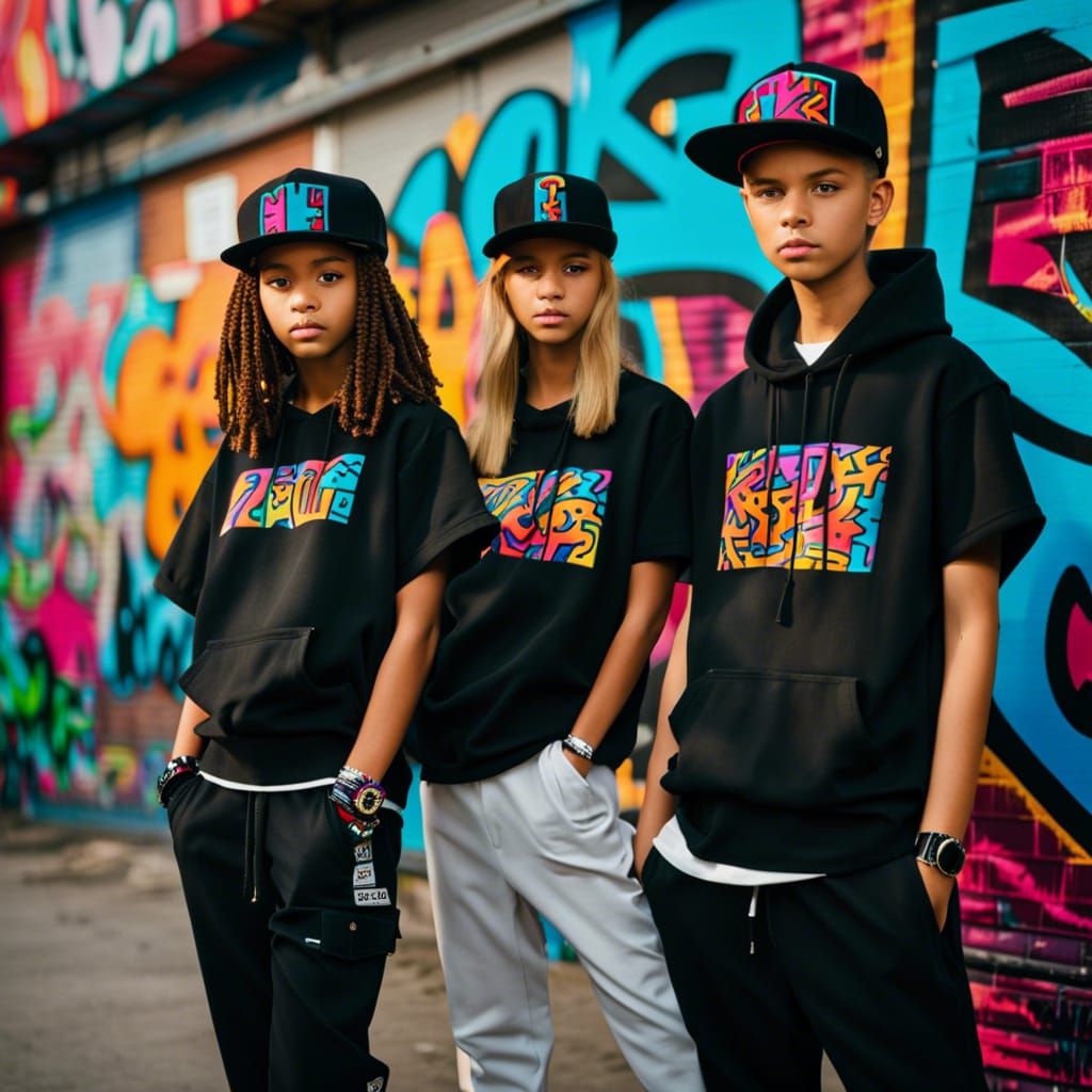 cool teenagers dressed in hip-hop style (3) - AI Generated Artwork ...