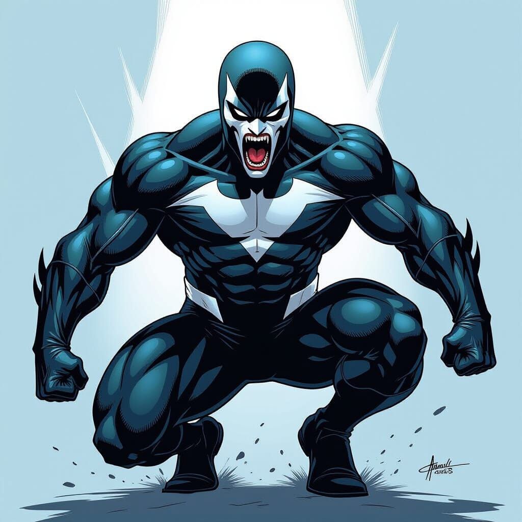 Muscular Superhero in Ghostface Mask, Comic Book A... - AI Art