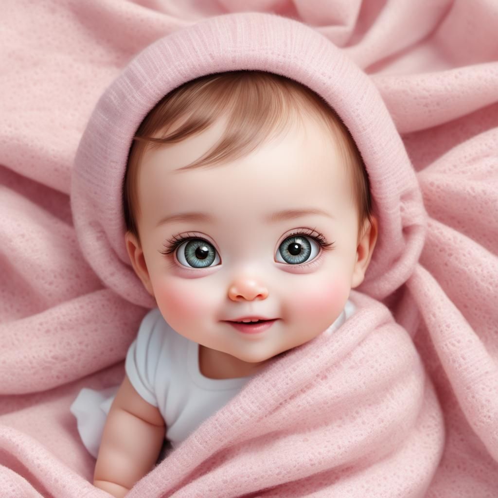 Innocence - Chibi Baby Girl with Sparkling Eyes Illustration