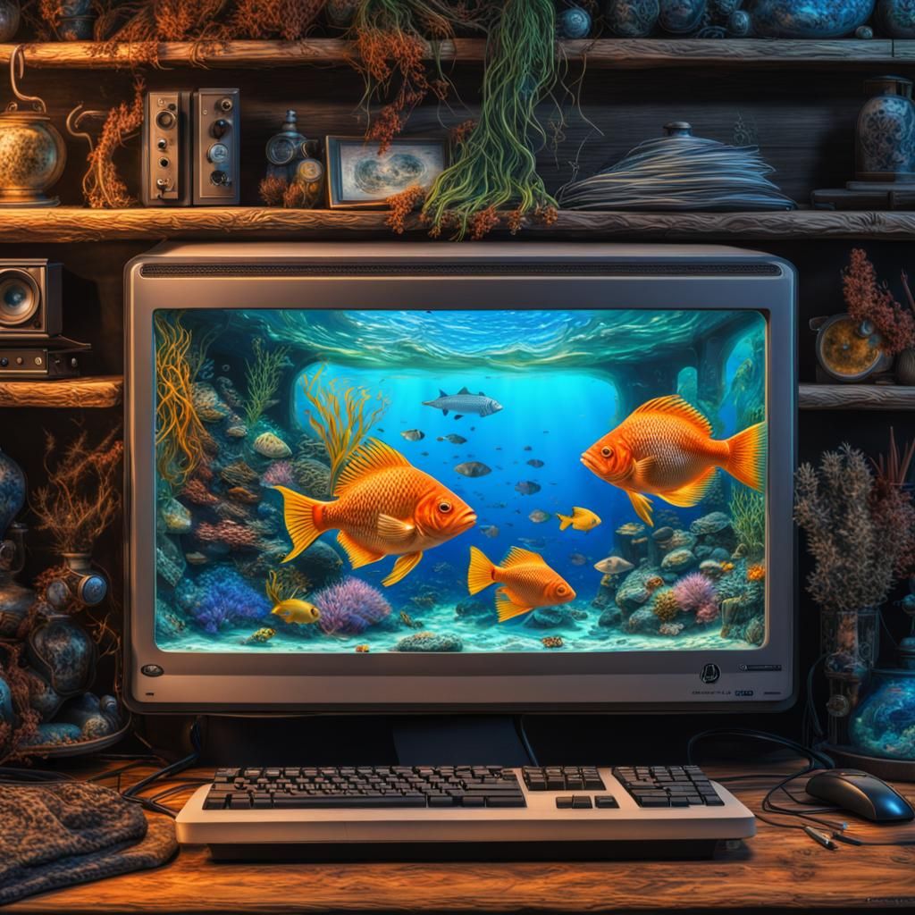 4k, HDR, vibrant colors, and super detailed fish swimming inside a ...
