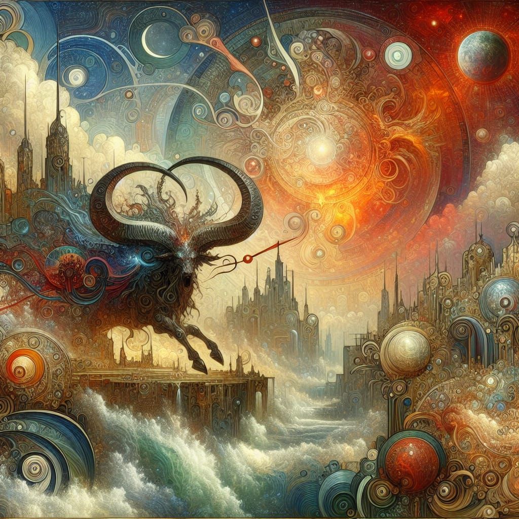 The very big taurus bring the nice Europe - detailed matte painting, deep color, fantastical ...