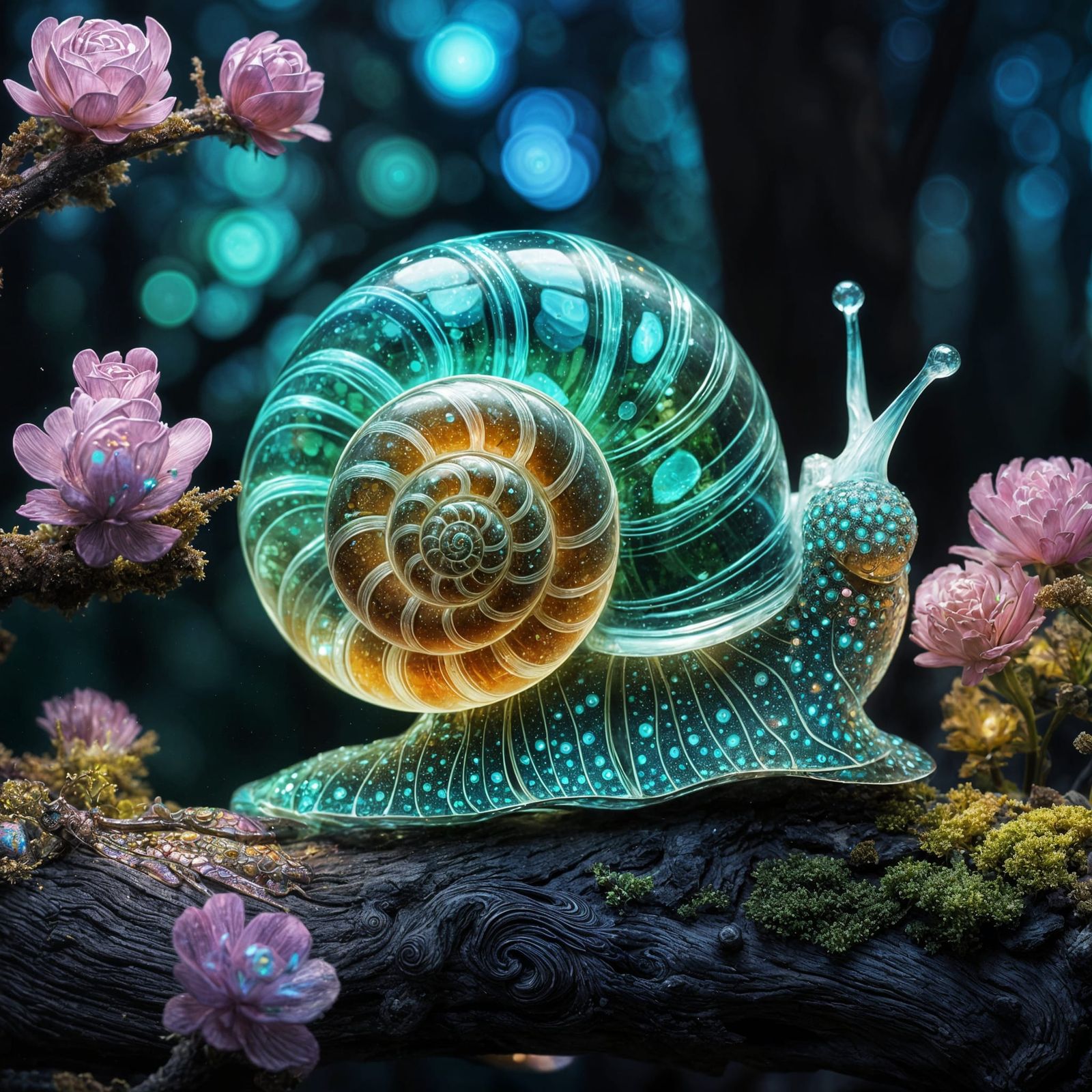 Enchanted Snail in a Mystical Forest