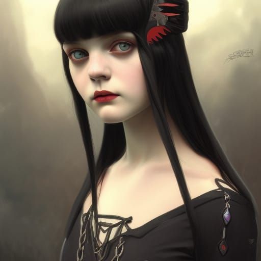 Wednesday Addams cute emo no emotion - AI Generated Artwork - NightCafe ...