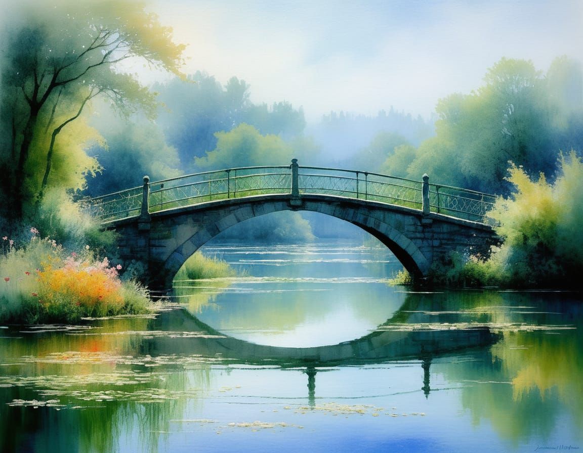 Art inspired by majestic bridges - Whimsical Bridge in Seren...