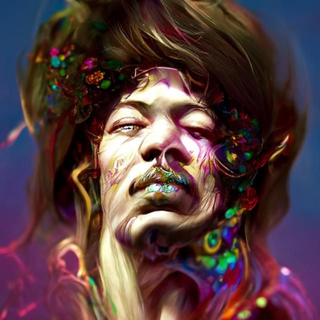 Jimi Hendrix on Acid - AI Generated Artwork - NightCafe Creator