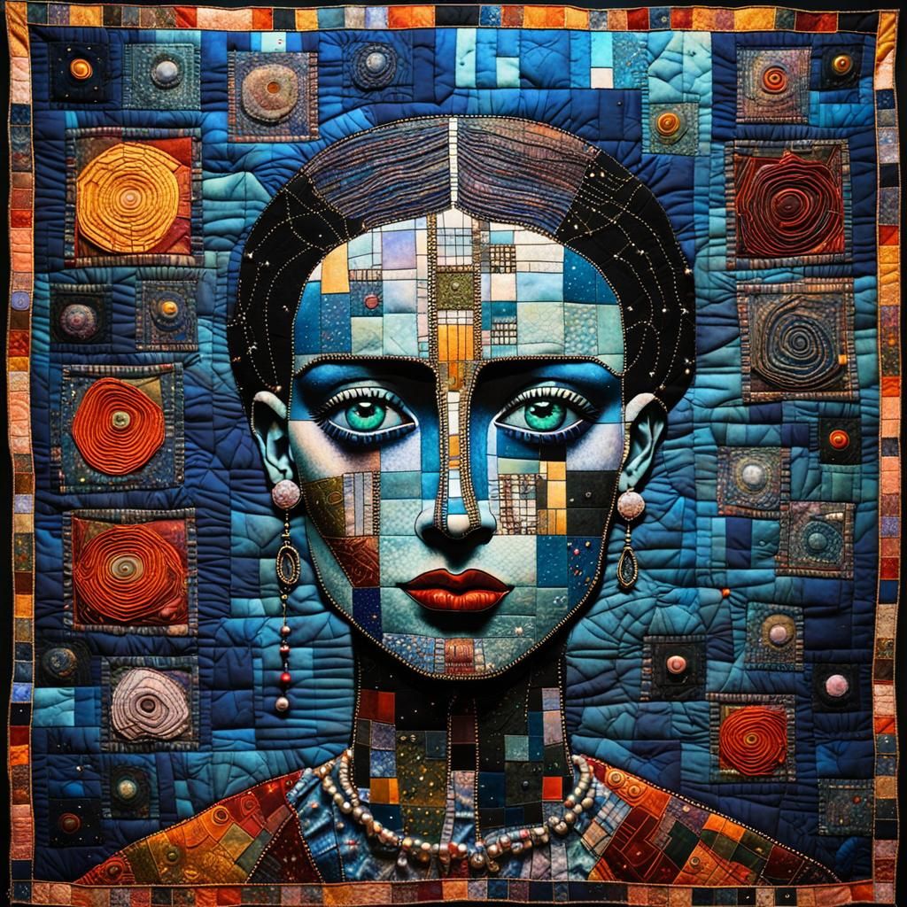 Quilted Face - AI Generated Artwork - NightCafe Creator