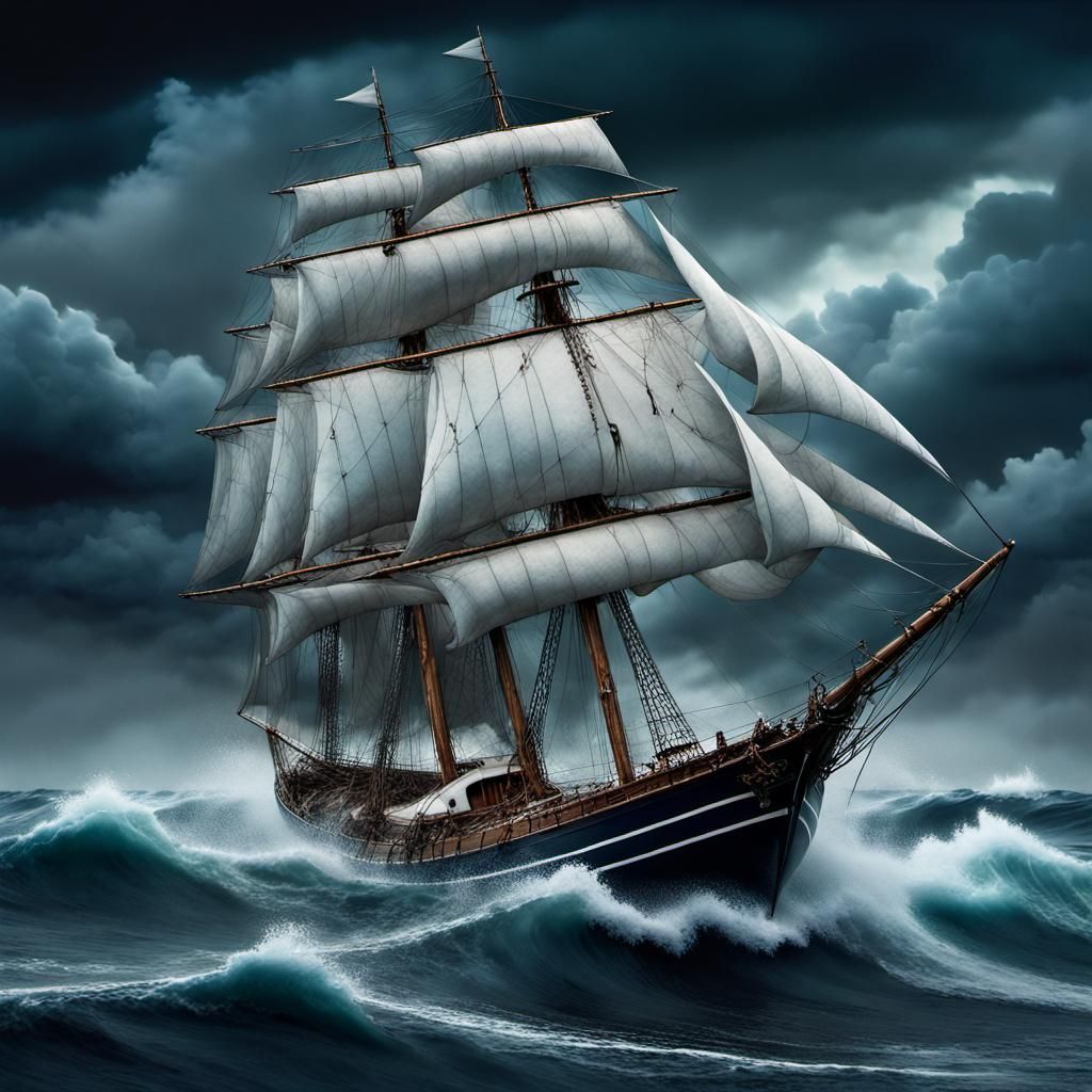 Sailing an Angry Sea - AI Generated Artwork - NightCafe Creator