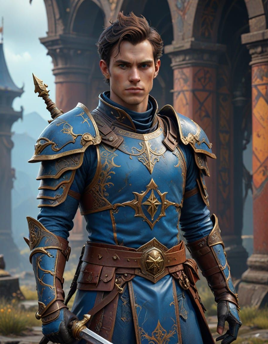 Heroic Tiefling Squire in Earth-Toned Leather Armo... - AI Art