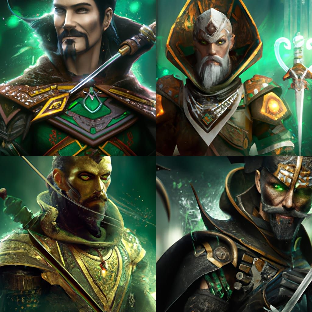 Portrait paintings of Ra's Al Ghul as a Rogue and Collage of Swords ...