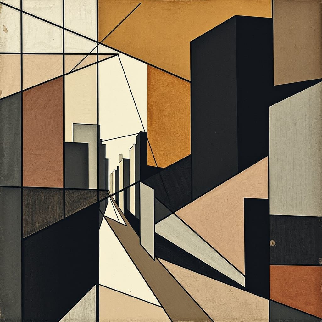 Fragmented Cityscape in Cubist Style - AI Art