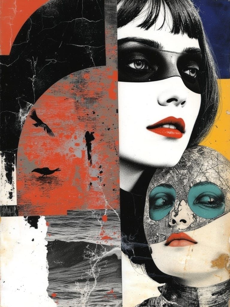 German Expressionist Carnival Masks in Iridescent ... - AI Art