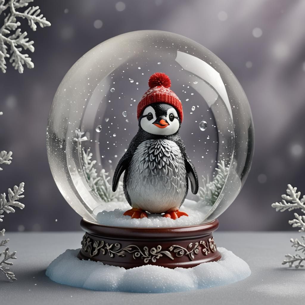 Penguin snow globe - AI Generated Artwork - NightCafe Creator