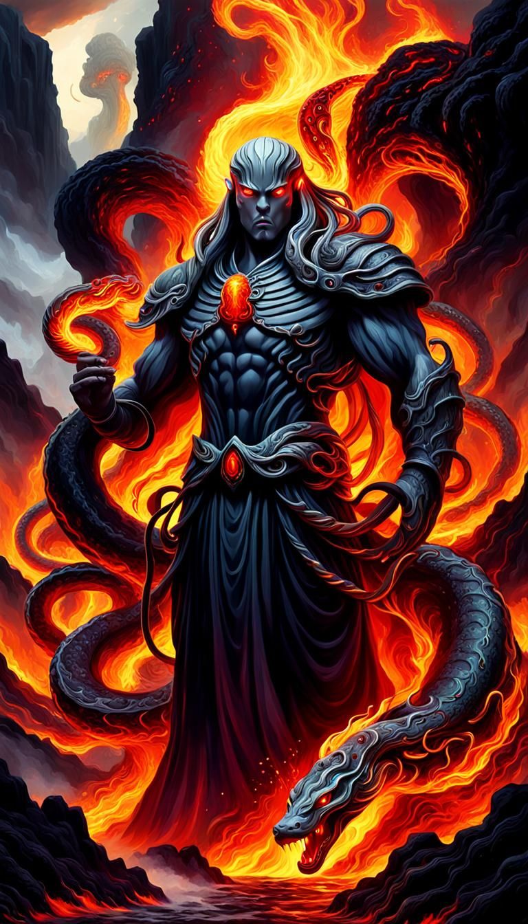 Portrait firey of Medussa made of fire and lava - AI Generated Artwork ...