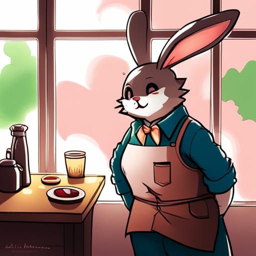 Chubby Anthro rabbit man in apron - AI Generated Artwork - NightCafe ...