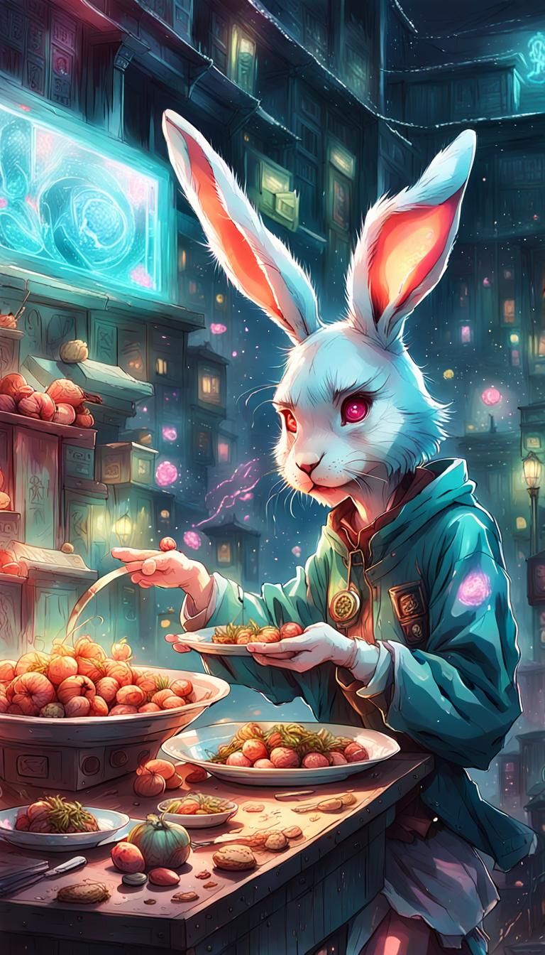 Cyber_rabbit_girl_begging_for_food_in_a_post_nucular_world_looking ...