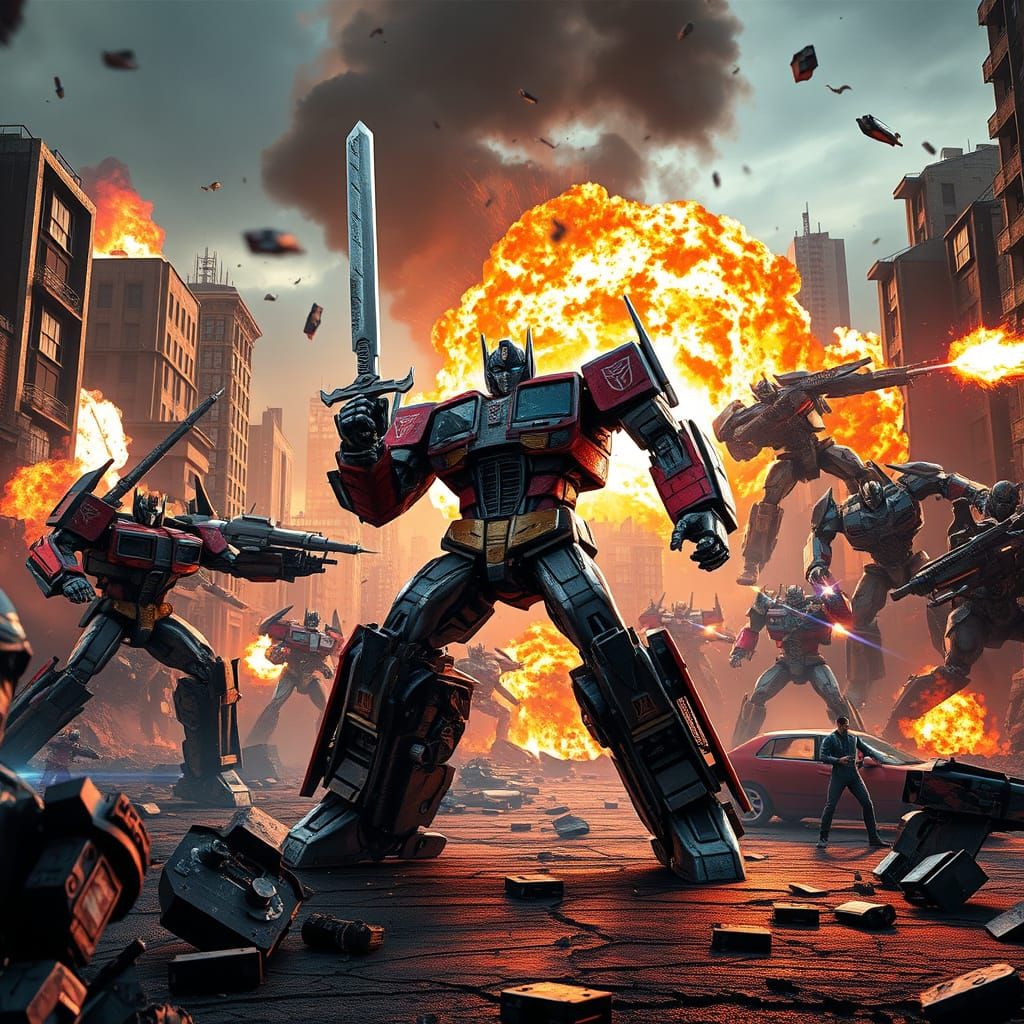 Transformers war in the city - Cyberpunk Transformers Battle...