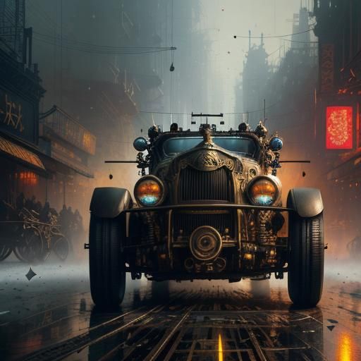 Steampunk drag race - AI Generated Artwork - NightCafe Creator