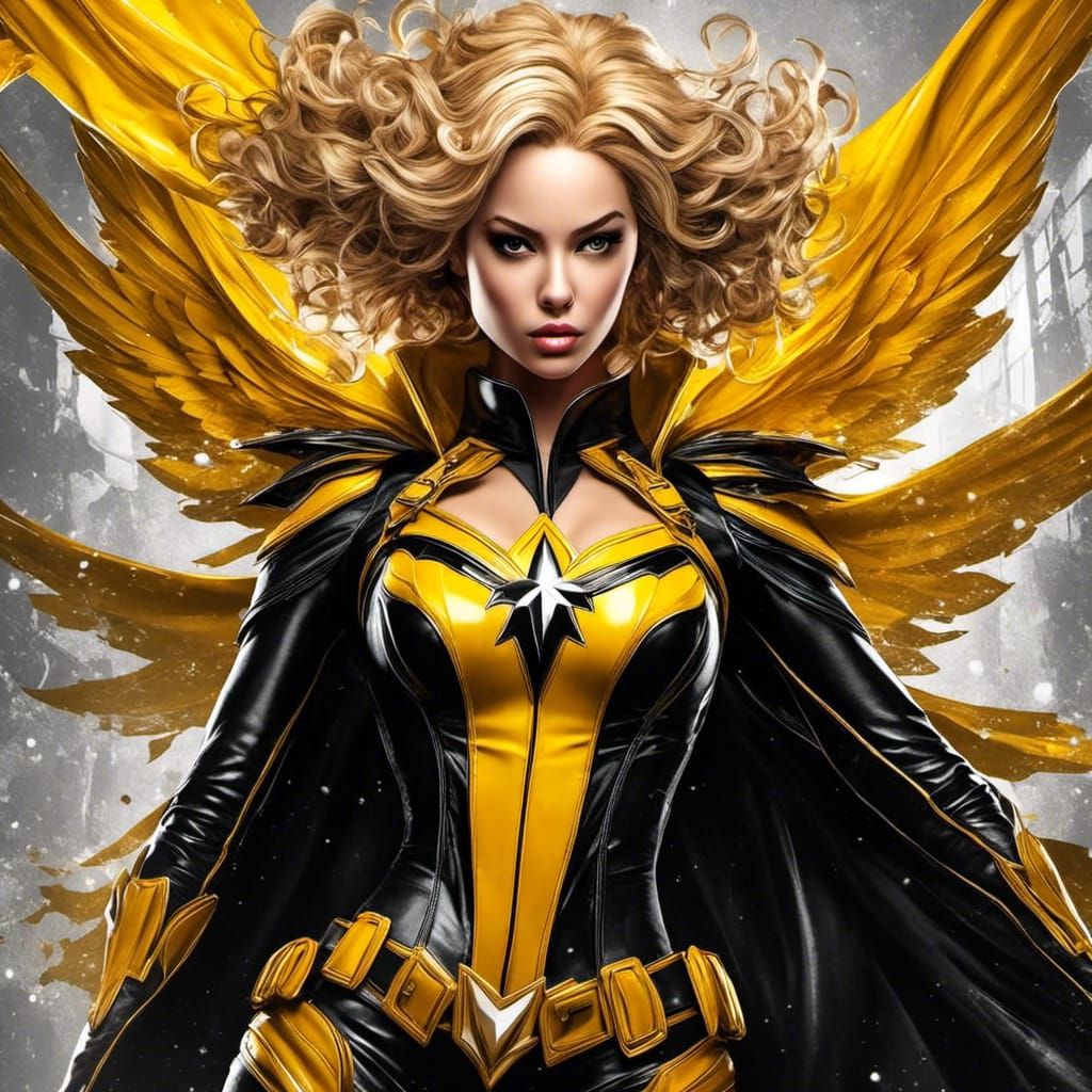 Powerful Superhero in HDR with Black and Yellow Ca... - AI Art